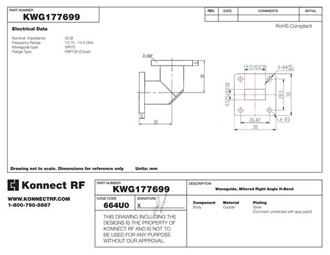 Waveguide Mitered Right Angle H Bend Wr75 Fpb120 Flange Type 1375