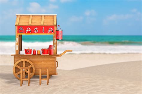 의자가 있는 아시아 나무 길거리 음식 미트볼 국수 카트 3d 렌더링 거리에 대한 스톡 사진 및 기타 이미지 거리 고기 디지털 생성 이미지 Istock