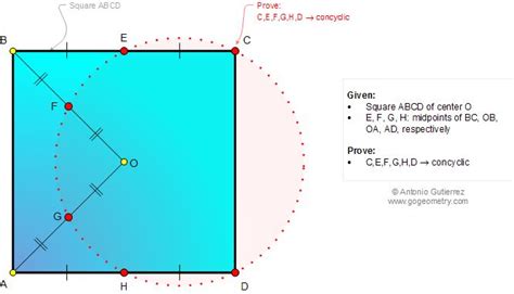 Math Geometry Problem 1017 Square Center Midpoints Circle Concyclic Points Cyclic