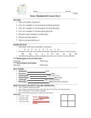 Monohybrid Crosses Part Two Notes 1 9 18 Docx Name Period 1 9 18 Notes Monohybrid Crosses