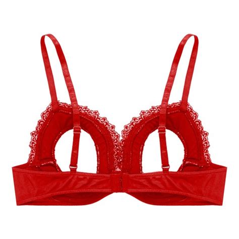 Womens Floral Lace Open Nipple Bra Wire Free Sexy Push Up Bra Bralette