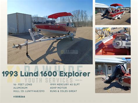 Lund 1600 Explorer Runs And Idles Well With Bimini And Cover 1993 For