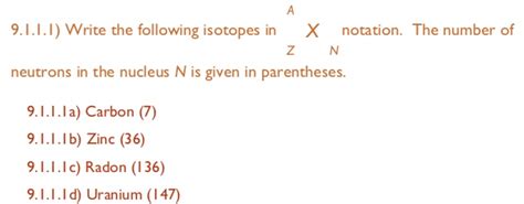 Solved А 9 1 1 1 Write the following isotopes in X Chegg com