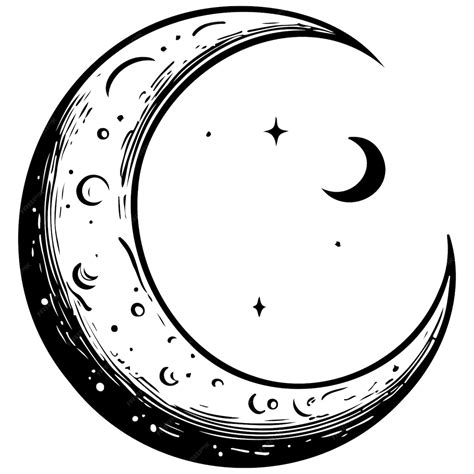 Crescent Moon Drawing Line Head Line Art Black Realistic Sketches