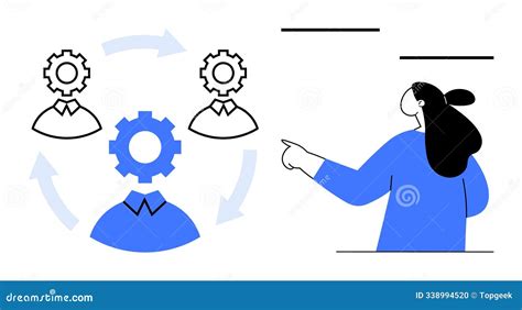 Collaborative Teamwork Concept With Interconnected Professionals And Gears In A Circular Flow