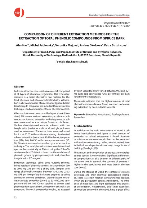 Comparison Of Different Extraction Methods For The Extraction Of Total