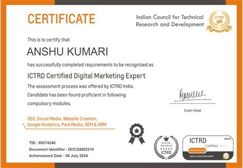 Im Thrilled To Share My New Achievement 🎉 Now Im Ictrd Certified Digital Marketing Expert