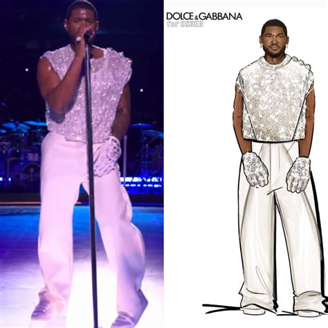 Usher In Dolce And Gabbana And Off White Performing At Super Bowl Lviii