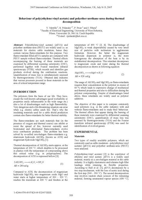 Pdf Behaviour Of Polyethylenevinyl Acetate And Polyether Urethane