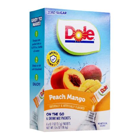Dole Singles To Go Peach Mango Drink Mix 186g Single Serve Packet