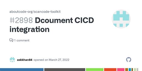 Dcoument Cicd Integration · Issue 2898 · Aboutcode Orgscancode Toolkit · Github