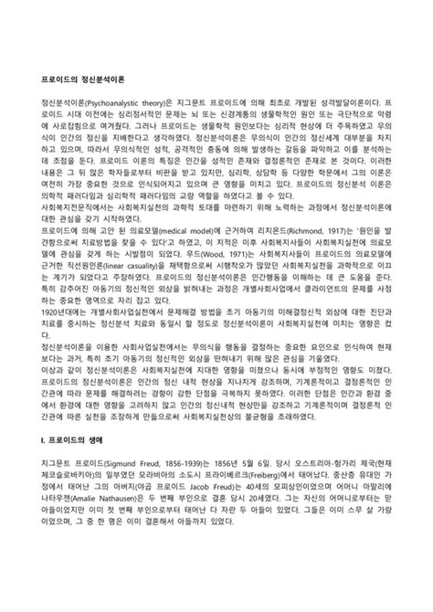 프로이드의 정신분석이론 정신분석이론의 특징과 인간관 지형학적 모형 구조적 모형프로이드의 성격구조 자아방어기제 심리성적발달단계 정신분석치료기법 프로이드이론이 사회복지실천에