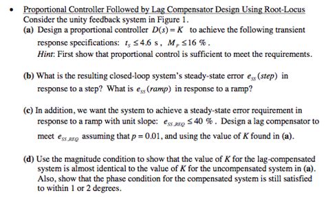 Solved Figure Unity Feedback System Chegg