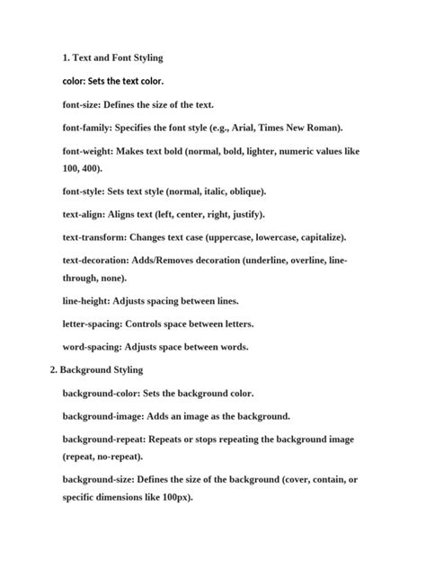 Css Commands Pdf Graphic Design Printing