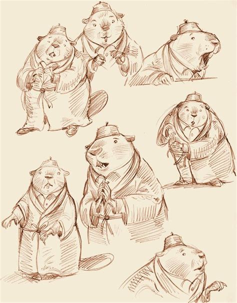 Tracy Sabin Beaver And Duck Beaver Character Sketches Beaver Drawing