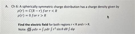 Solved Ch 6 A Spherically Symmetric Charge Distribution Has