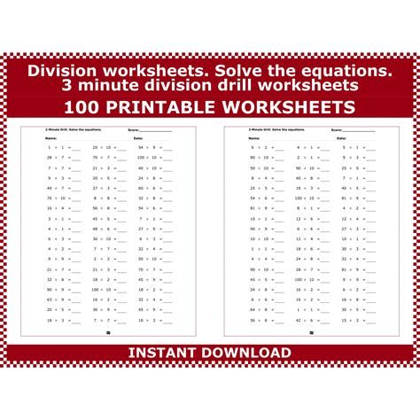 Division Drill Worksheets