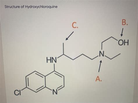 Solved Structure of Hydroxychloroquine C. B. ОН -2. HN A. CI | Chegg.com