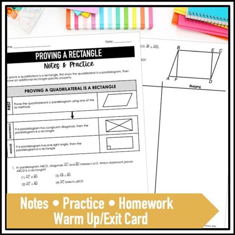 Proving A Rectangle Lesson Guided Notes Homework Student Assessment