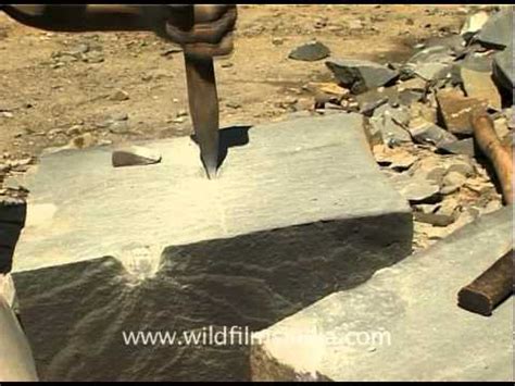 Manual labour - Breaking and chiseling large rocks in Nagaland - YouTube