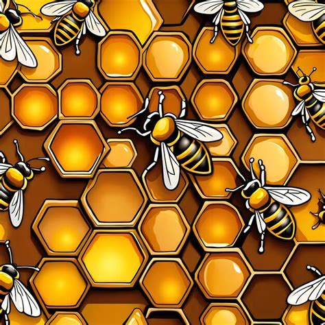 Hexagonal Honeycomb Structure On Honeyed Background Premium Ai
