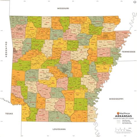 Arkansas Zip Code Map With Counties Large Stanfords