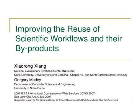 PPT Improving The Reuse Of Scientific Workflows And Their By Products PowerPoint Presentation