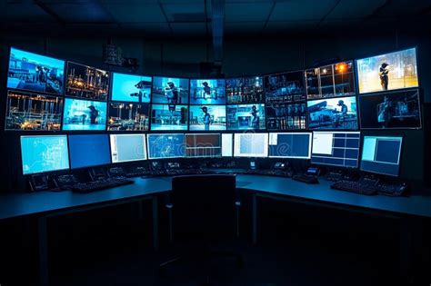 High-tech Control Room Filled with Multiple Screens Showcasing Data and Visuals Stock ...