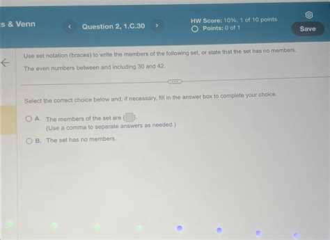 Solved S And Vennquestion 2 1 C 30hw Score 10 1 ﻿of 10