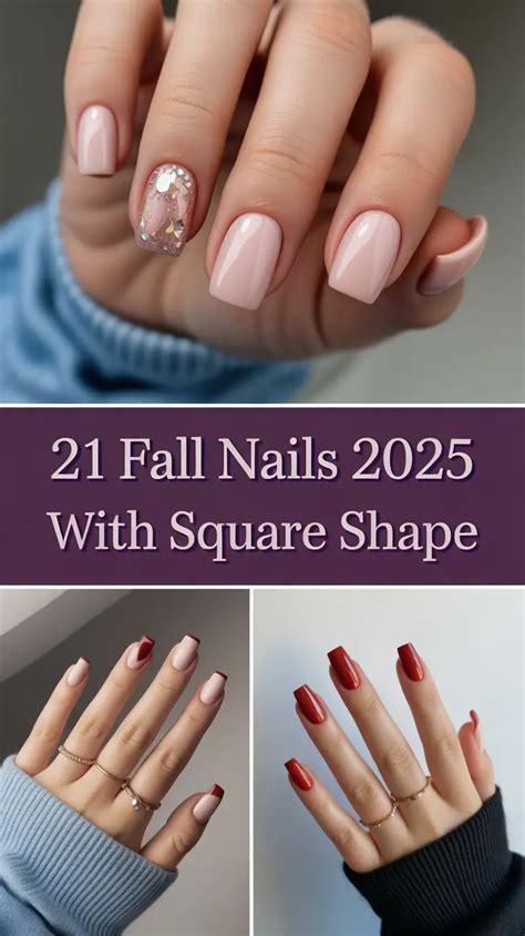 Fall Nails 2025 With Square Shape Cute Autumn Designs French Tips