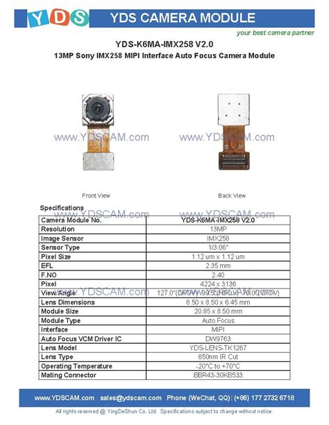 YDS K6MA IMX258 V2 0 13MP IMX258 MIPI Schnittstellen Autofokus Kameramodul Von 27 94 DHgate