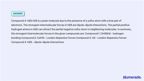 Solved Determine The Strongest Intermolecular Forces In The Following Molecules Compound 1
