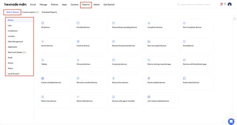 Managing Reports In Hexnode Hexnode Help Center