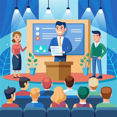 Experts Sharing Knowledge And Insights On Stage At A Forum Or Conference Premium Ai Generated