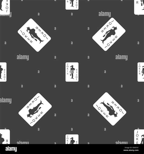 Single Playing Cards Joker Icon Sign Seamless Pattern On A Gray