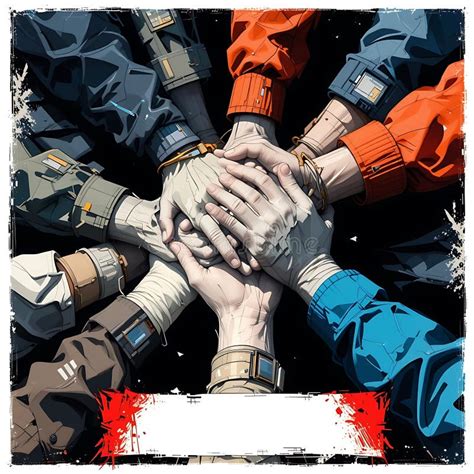 Diverse Hands Joining Together Symbolizes Unity Teamwork And Collaborative Spirit Stock