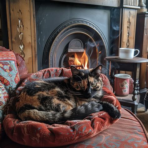 Free Cozy Cat Nap Image Cat Cozy Fireplace Download At Stockcake