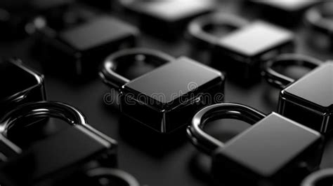 Black Padlocks Protecting Data And Accessing Security Stock Image