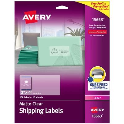 Avery Printable Shipping Labels With Sure Feed 3 13 X 4 Matte