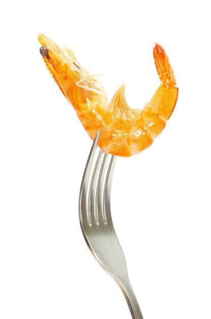 Shrimp On Fork Premium Photo