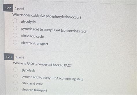 Solved Where Does Oxidative Phosphorylation Occur