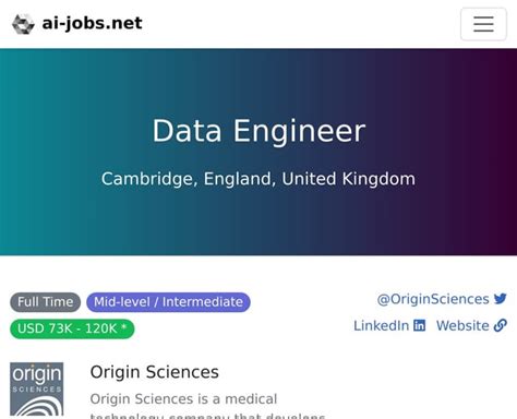 Hiring Data Engineer In Cambridge England United Kingdom Raimljobs