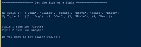 How To Get The Size Of A Tuple In Python Sourcecodester