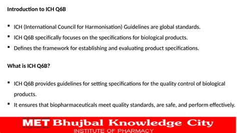 Developing Specifications In Ich Q6b Guidelines Pptx