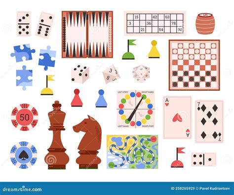 Set Of Different Board Game Elements Flat Style Vector Illustration Stock Vector Illustration