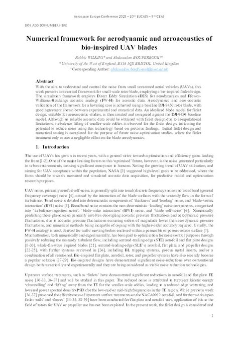 Numerical Framework For Aerodynamic And Aeroacoustics Of Bio Inspired UAV Blades
