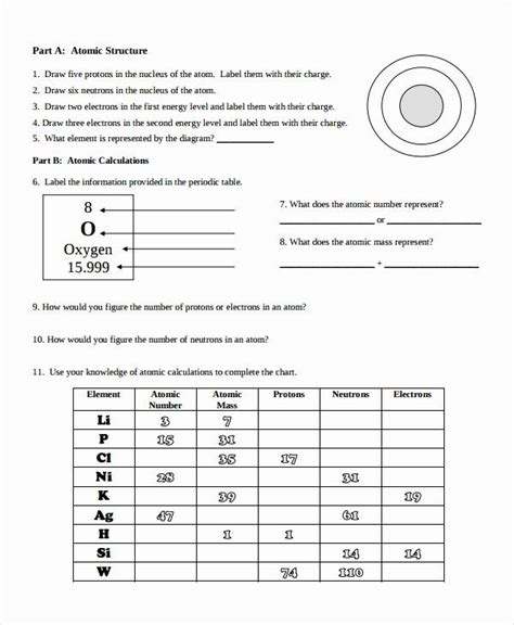 Bohr Model Practice Worksheet Atomic Structure Worksheet Template