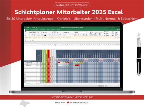 Shift Planner Excel Template For Employees 2025 Including Vacation Days