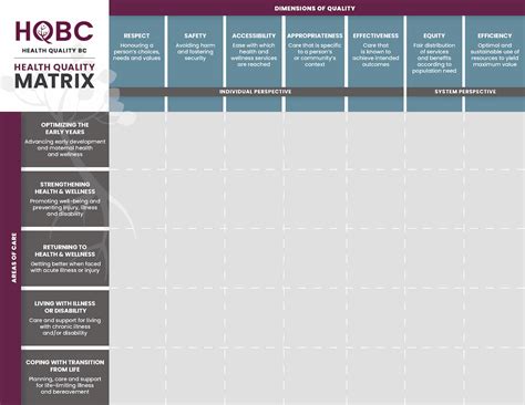 Bc Health Quality Matrix Visual Tool Health Quality Bc