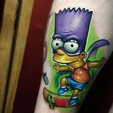 Bart Man Tattoo By Josh Herman Tattoos For Guys Simpsons Tattoo Movie Character Tattoos